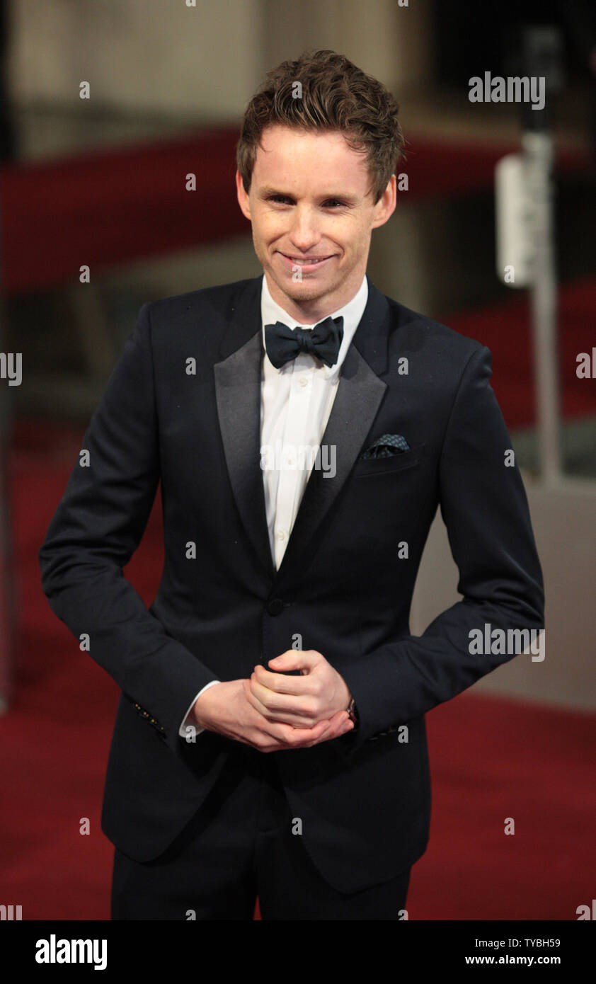 British actor Eddie Remayne arrives at the Baftas Awards Ceremony at ...