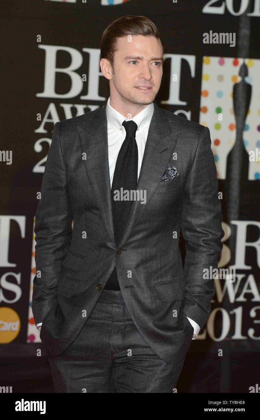American singer Justin Timberlake attends The Brit Awards 2013 at The ...