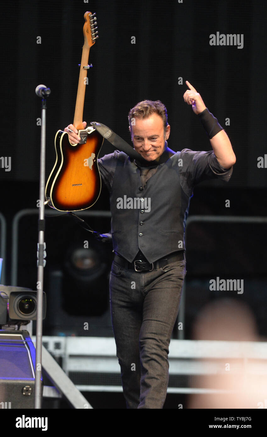 American singer Bruce Springsteen performs with The E- Street Band at ...