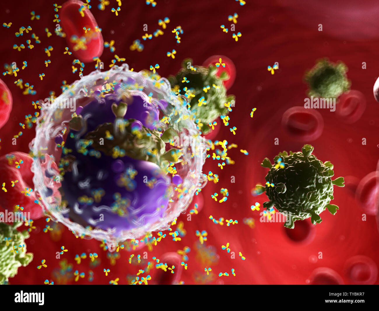 3d rendered illustration of antibodies attacking a virus Stock Photo ...
