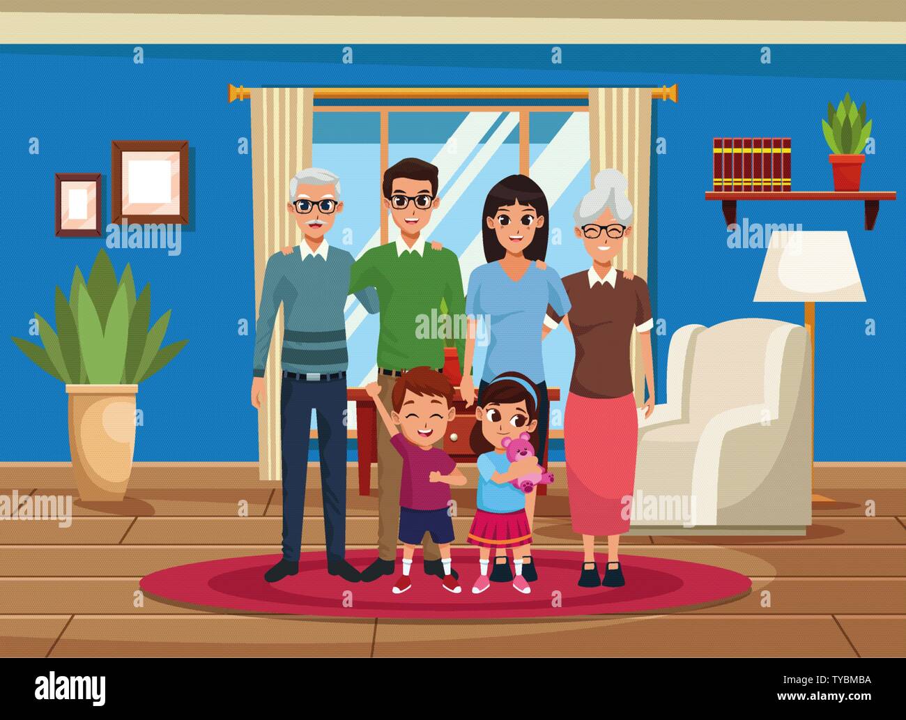 Family grandparents, parents and kids cartoons Stock Vector Image & Art ...