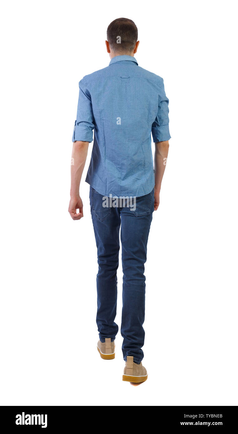 Back view of going handsome man . walking young guy. The guy in the ...