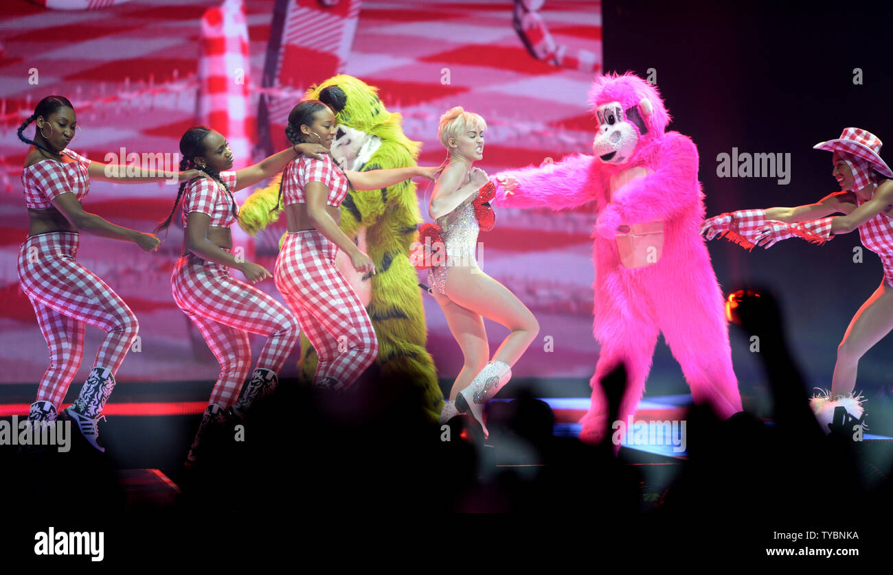 American actress and singer Miley Cyrus performs live at the 02 Arena ...
