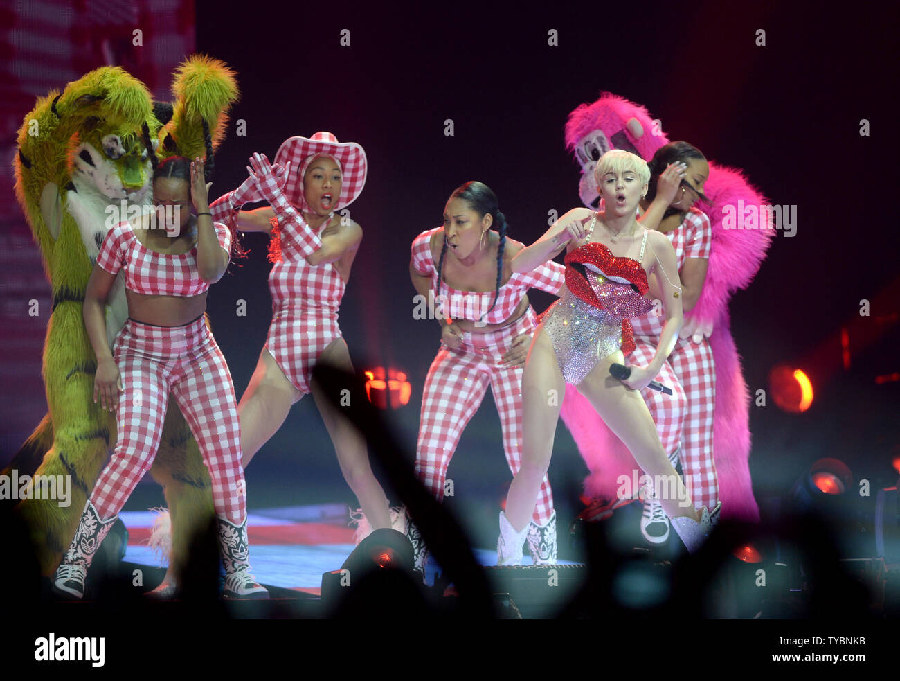 American actress and singer Miley Cyrus performs live at the 02 Arena ...