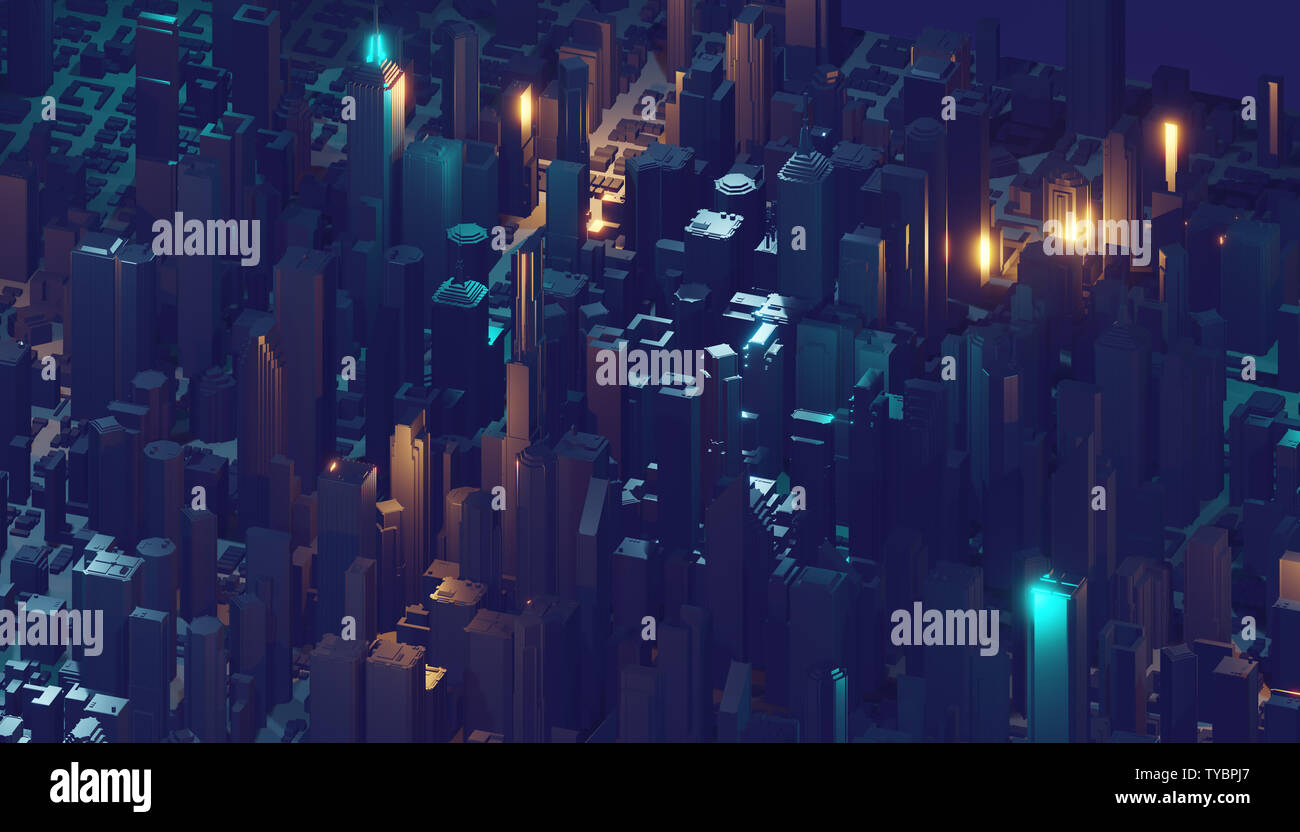 3D image render, Aerial view of cityscape background. 3d rendering ...