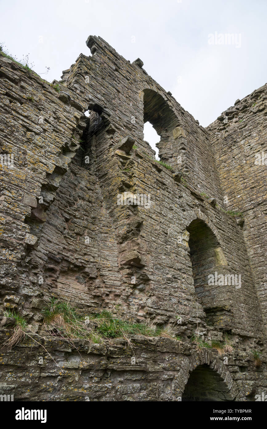 Ruins of Clun castle in the Shropshire hills, England. An 11th century ...