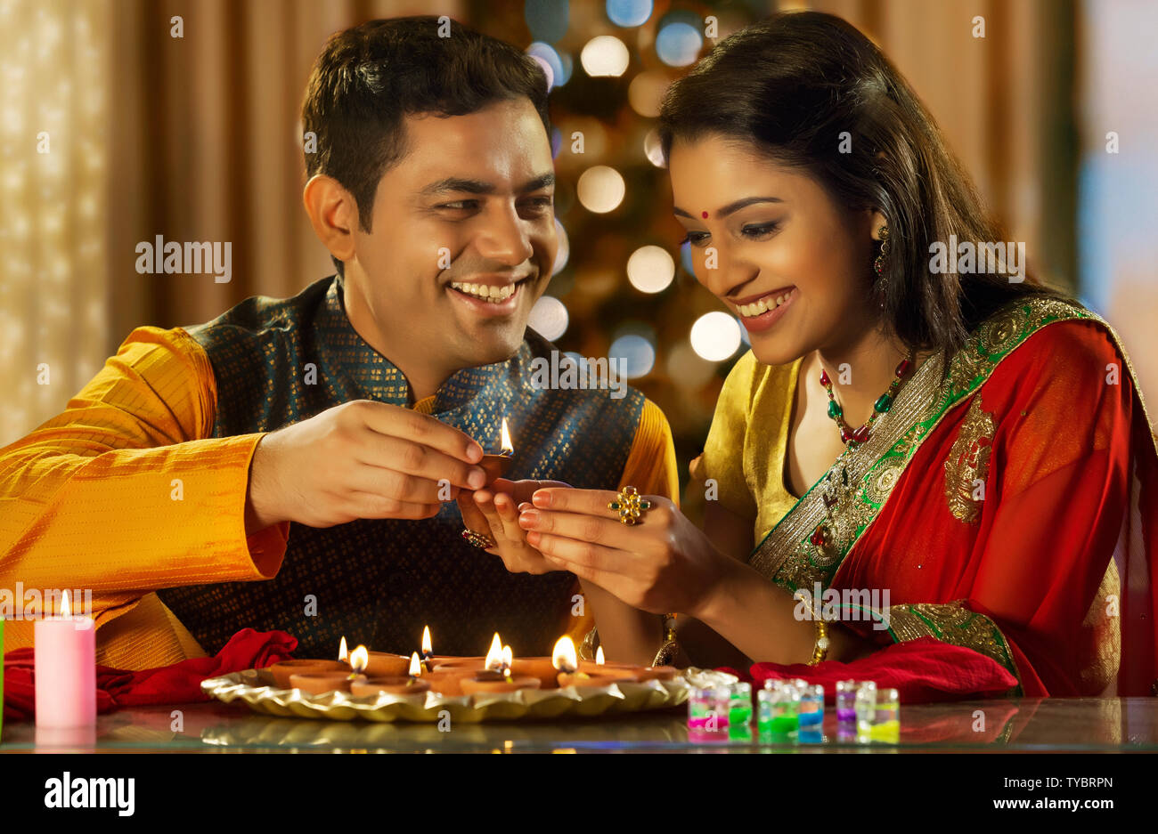 Indian married couple diwali festival hi-res stock photography and ...