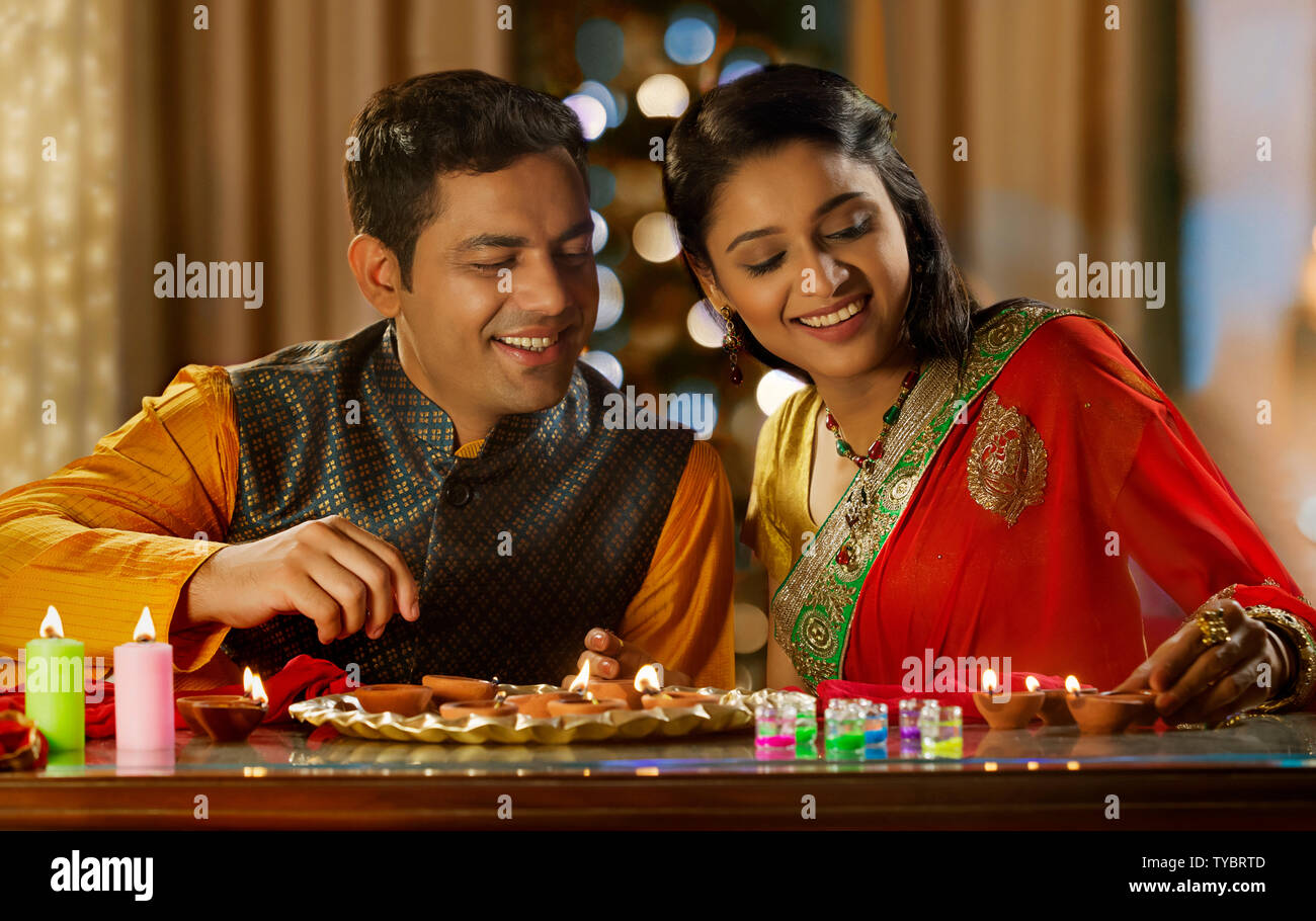 Indian married couple diwali festival hi-res stock photography and ...