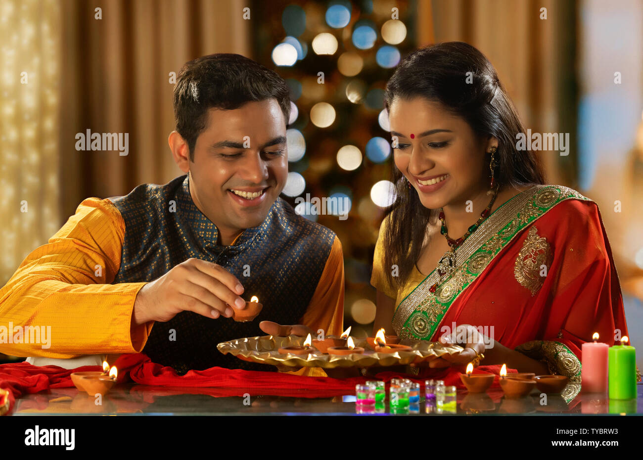Indian married couple diwali festival hi-res stock photography and ...
