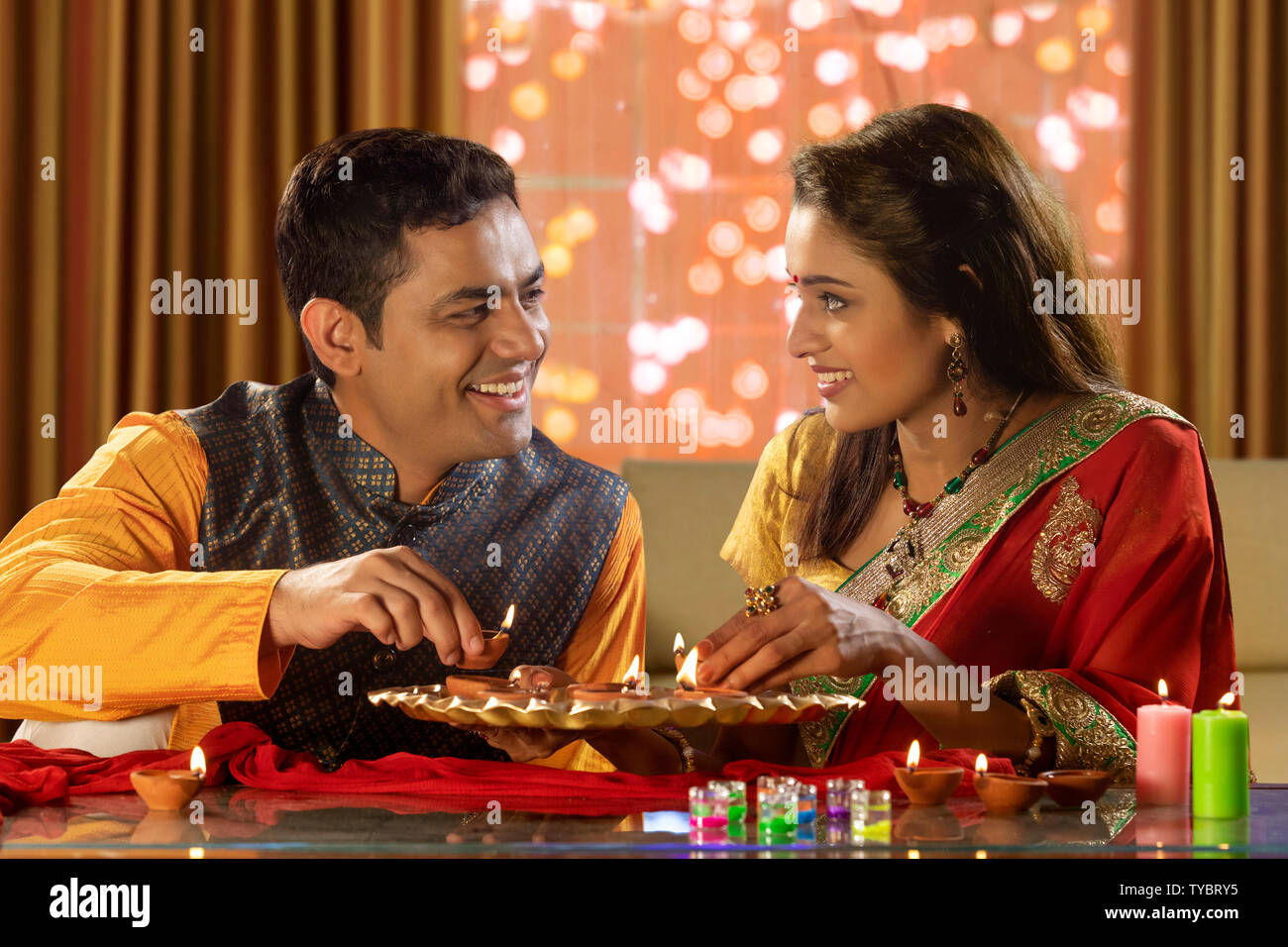 Indian married couple diwali festival hi-res stock photography and ...