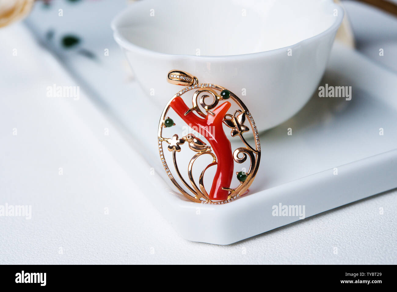 red coral locket Stock Photo - Alamy
