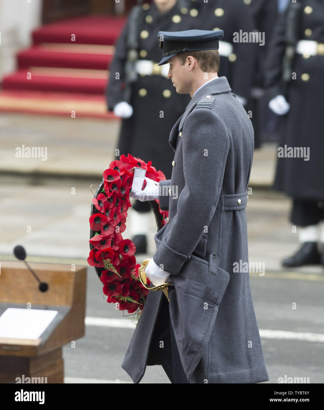 Prince William attends the Remembrance Sunday Service at the Cenotaph ...