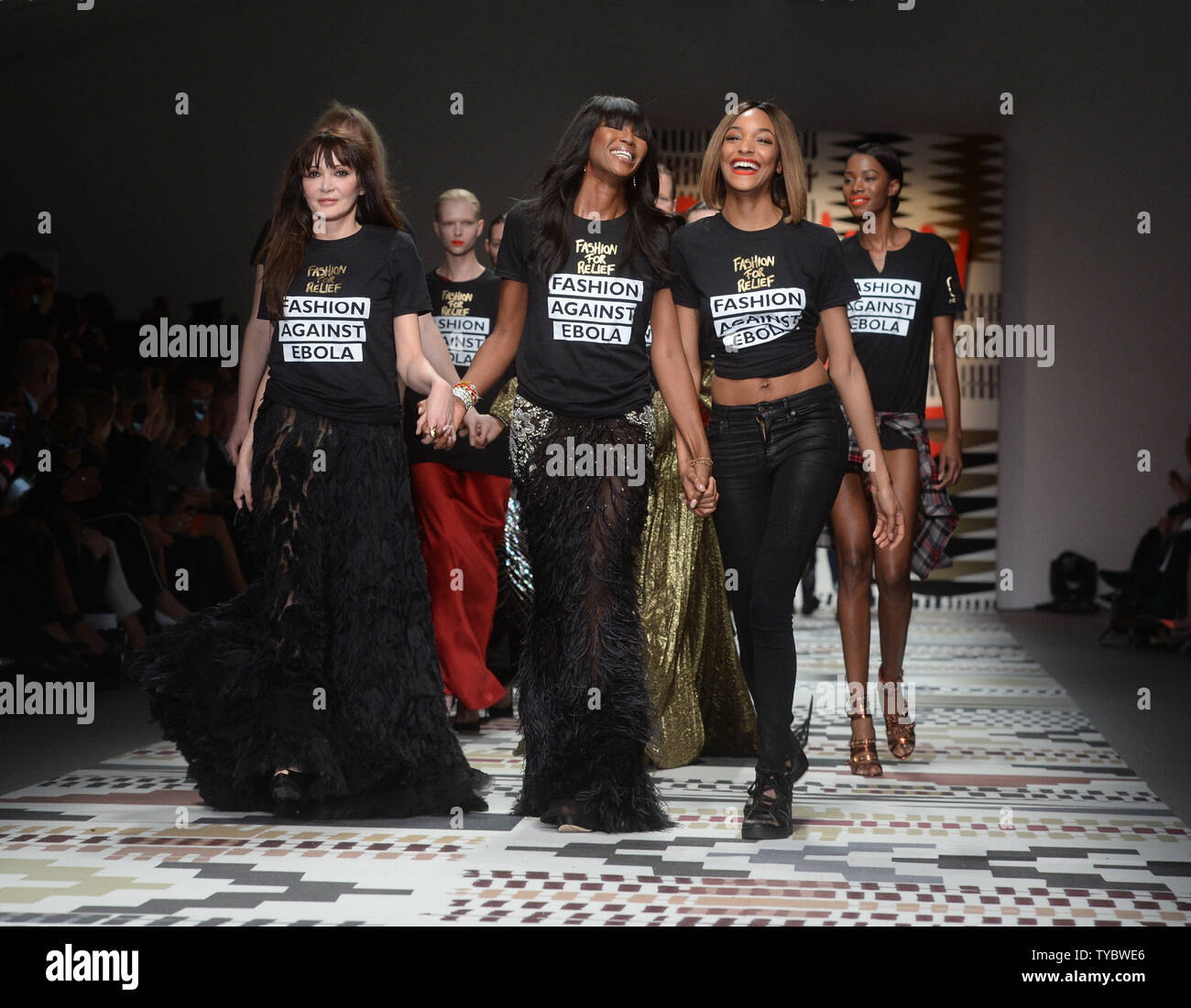 British models Pearl Lowe, Naomi Campbell and Jourdan Dunn at "Fashion ...