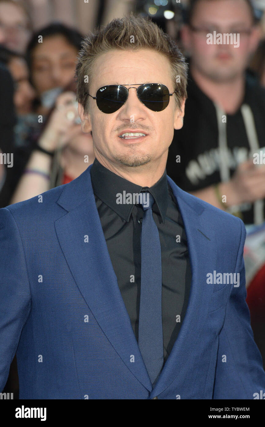 American actor Jeremy Renner attends the premiere of "Avengers Age Of ...