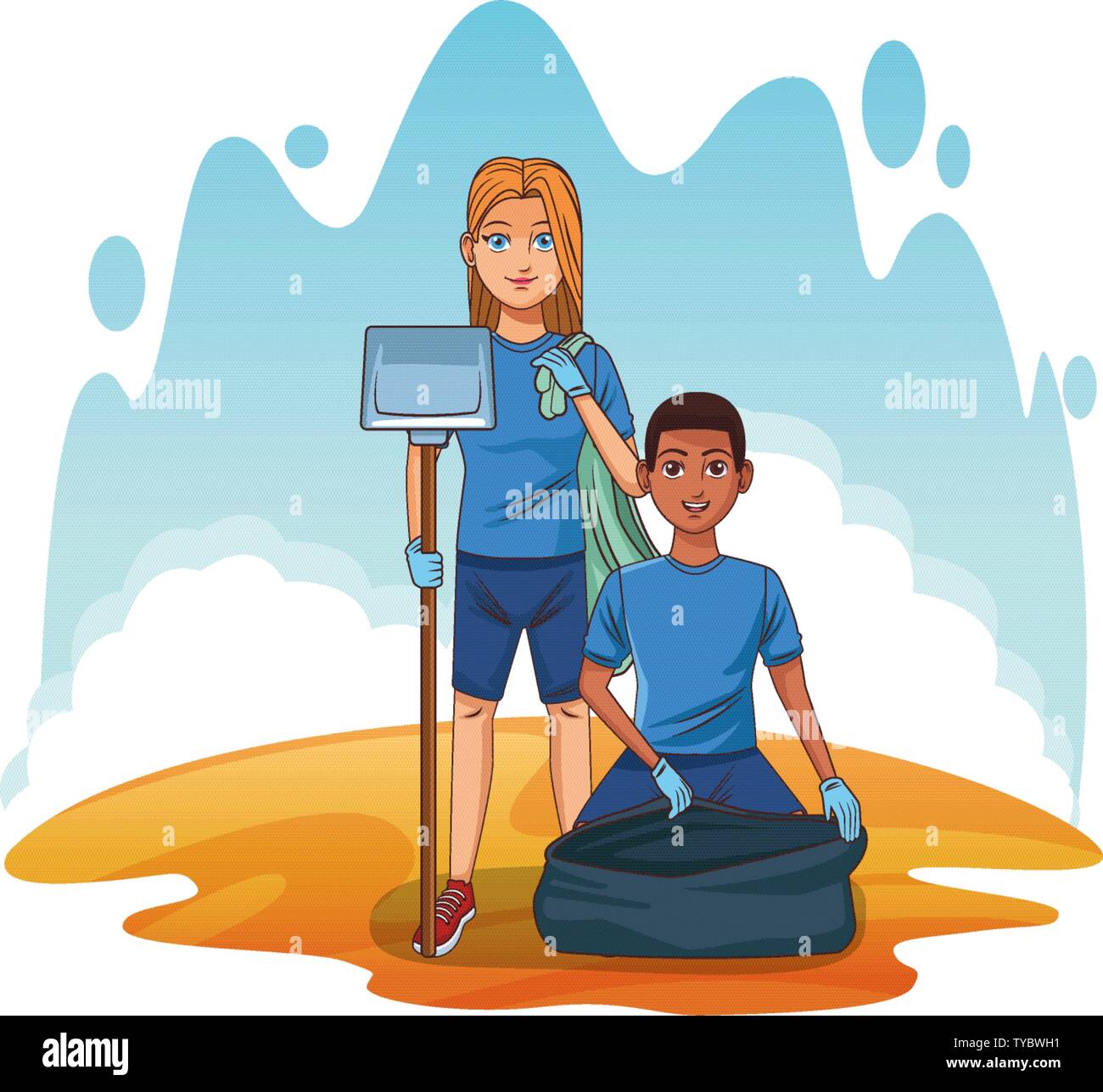 cleaning service person avatar cartoon character Stock Vector Image ...