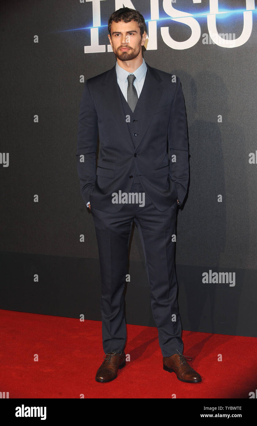 English actor Theo James attends the World Premiere of 'Insurgent' at ...
