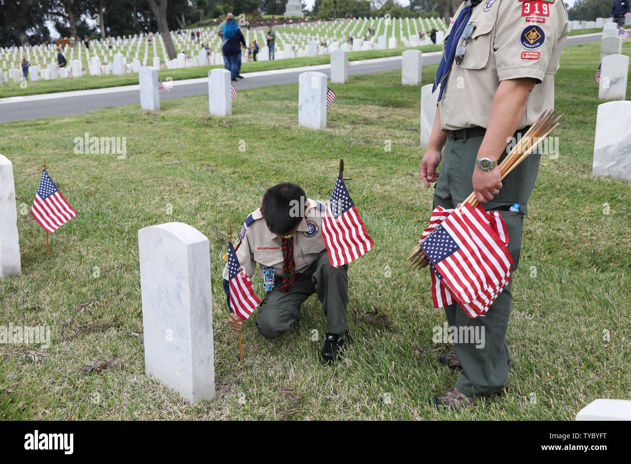 Scout Memorial Day Flag Placement Ceremony Honoring The Veterans At The