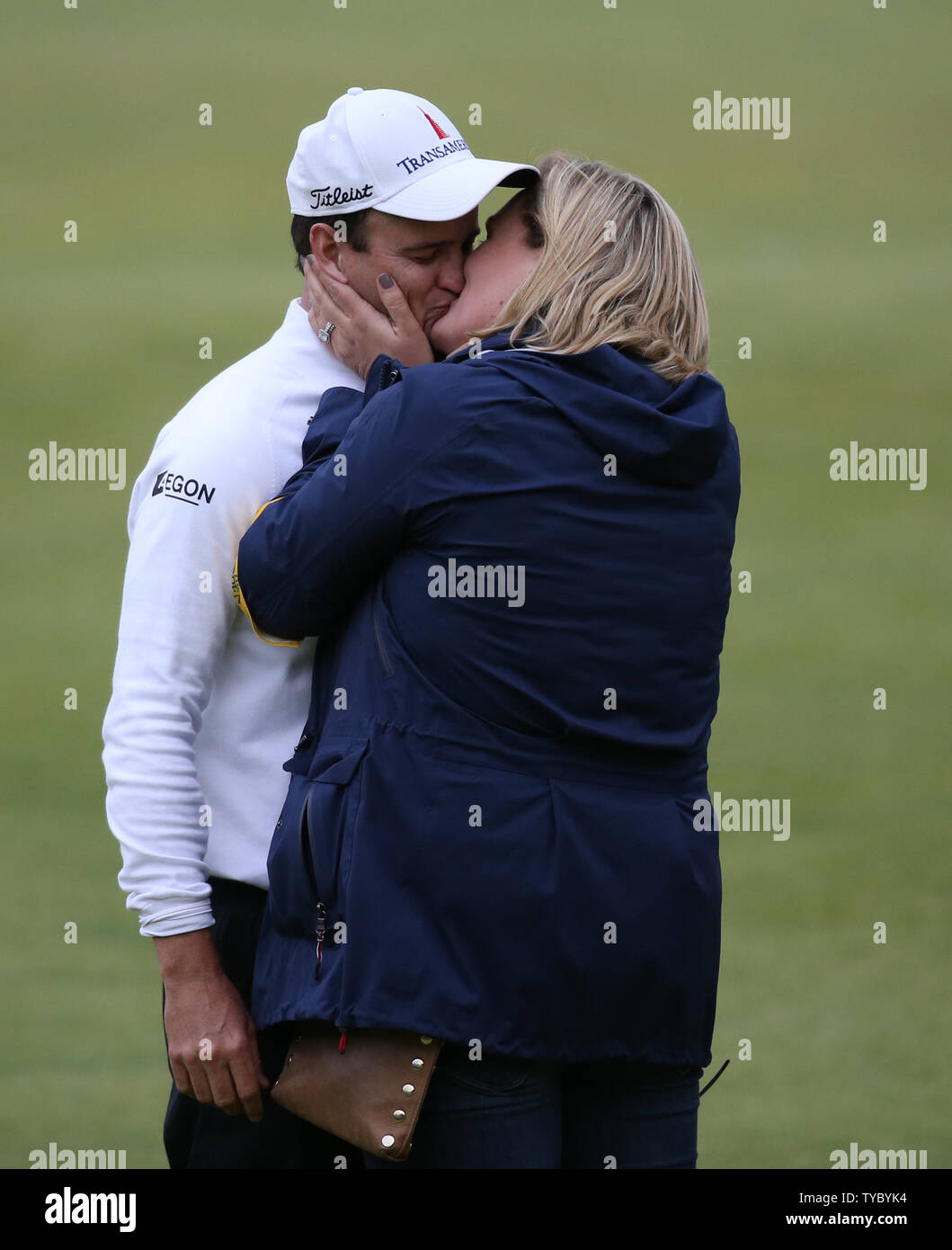 American Zach Johnson kisses his wife Kim after winning the 144th Open ...