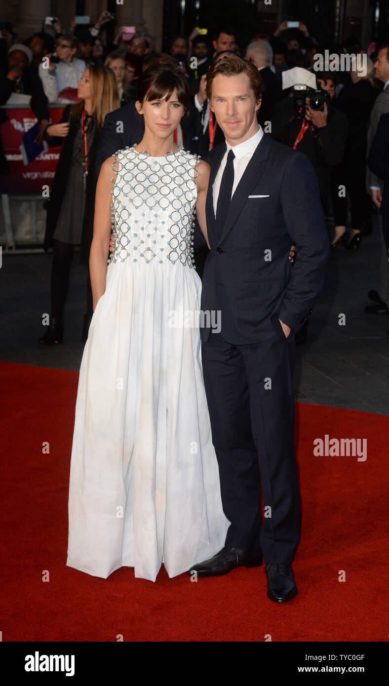 English actor Benedict Cumberbatch and Sophie Hunter attend a screening ...