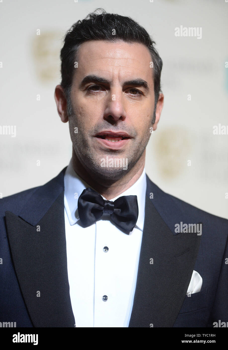 British actor Sacha Baron Cohen attends the winner's room at the EE ...