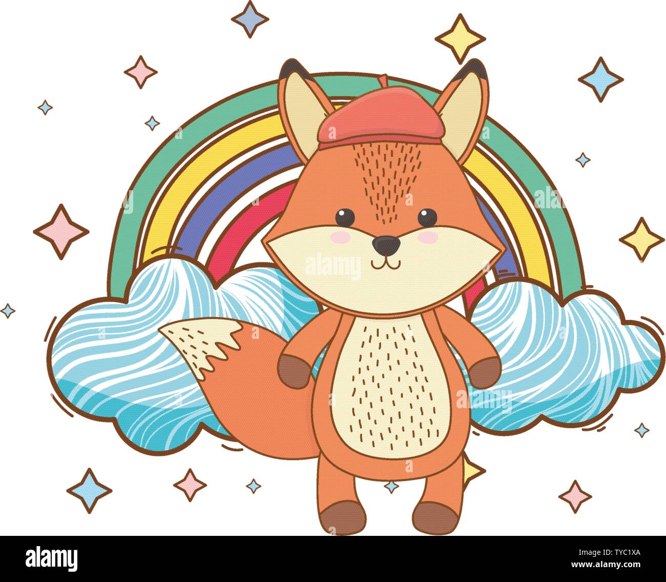 Fox cartoon design, Animal cute zoo life nature and fauna theme Vector ...