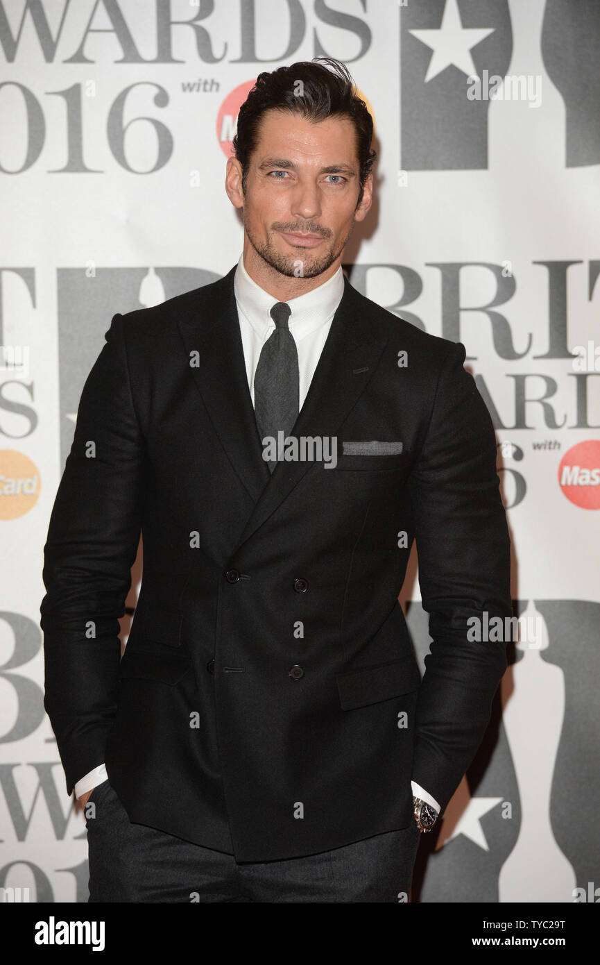 British model David Gandy attends the Brit Awards at O2 Arena in London ...