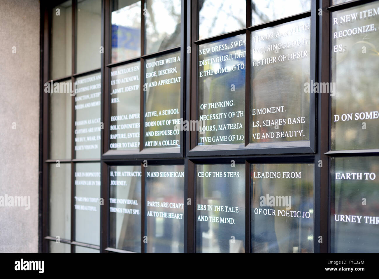 Creative text glass window Stock Photo - Alamy