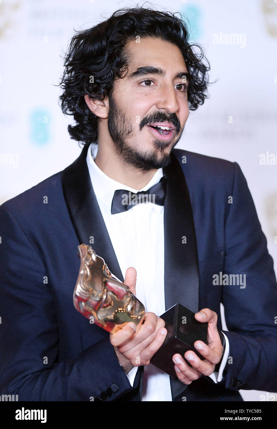 British actor Dev Patel attends the EE British Academy Film Awards at ...