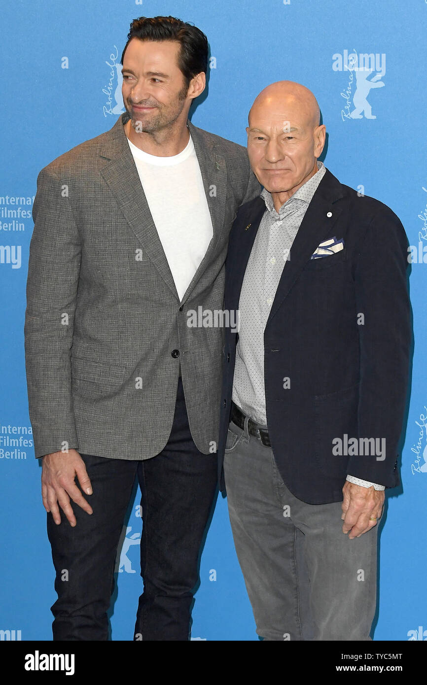 Australian actor Hugh Jackman and British actor Patrick Stewart attend ...