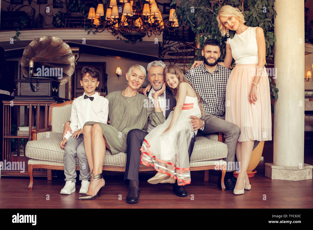 Family of three generations spending day all together Stock Photo - Alamy