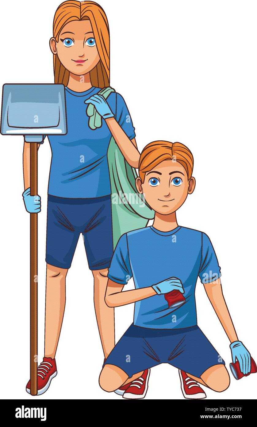 cleaning service person avatar cartoon character Stock Vector Image ...