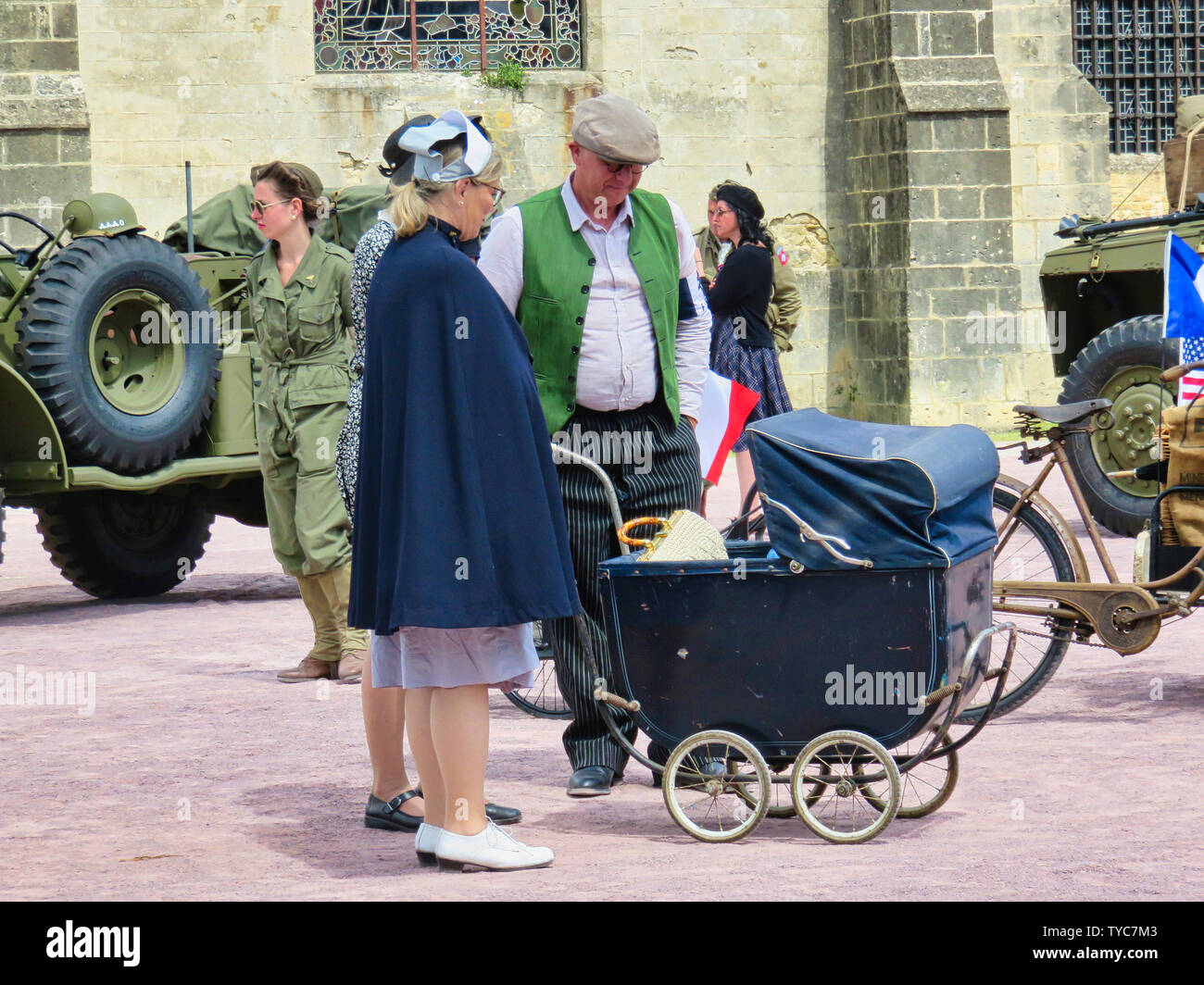 SAINTE MERE, NORMANDY, FRANCE - JUNE 06, 2019. D Day 75 birthday of ...