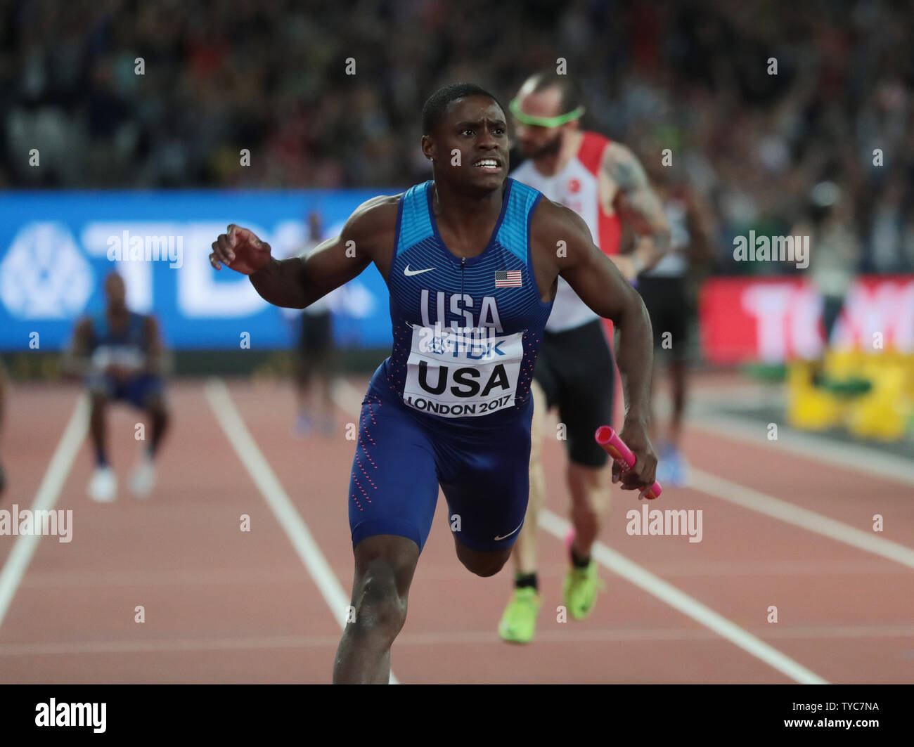 American Christian Coleman finishes in Silver position in the Men's 4 x ...
