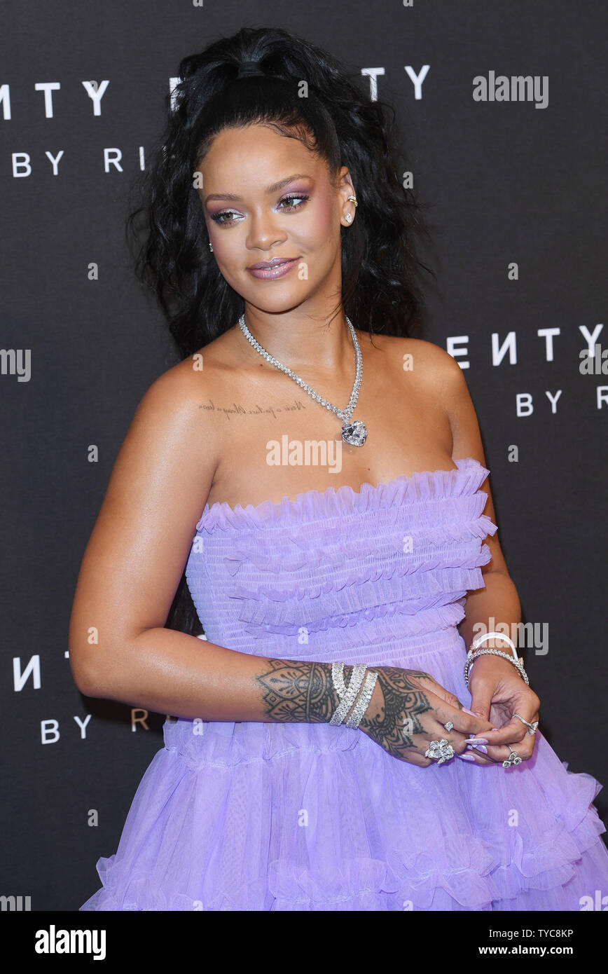Barbadian singer Rihanna attends the Rihanna Fenty Beauty collection ...
