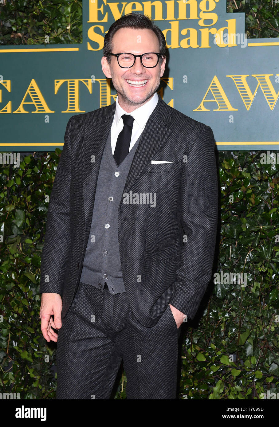 American actor Christian Slater attends the Evening Standard Theatre ...