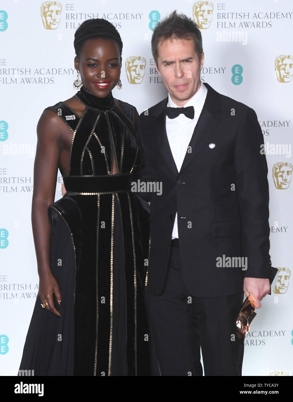 American actor Sam Rockwell and Mexican actress Lupita Lyong'o attend ...