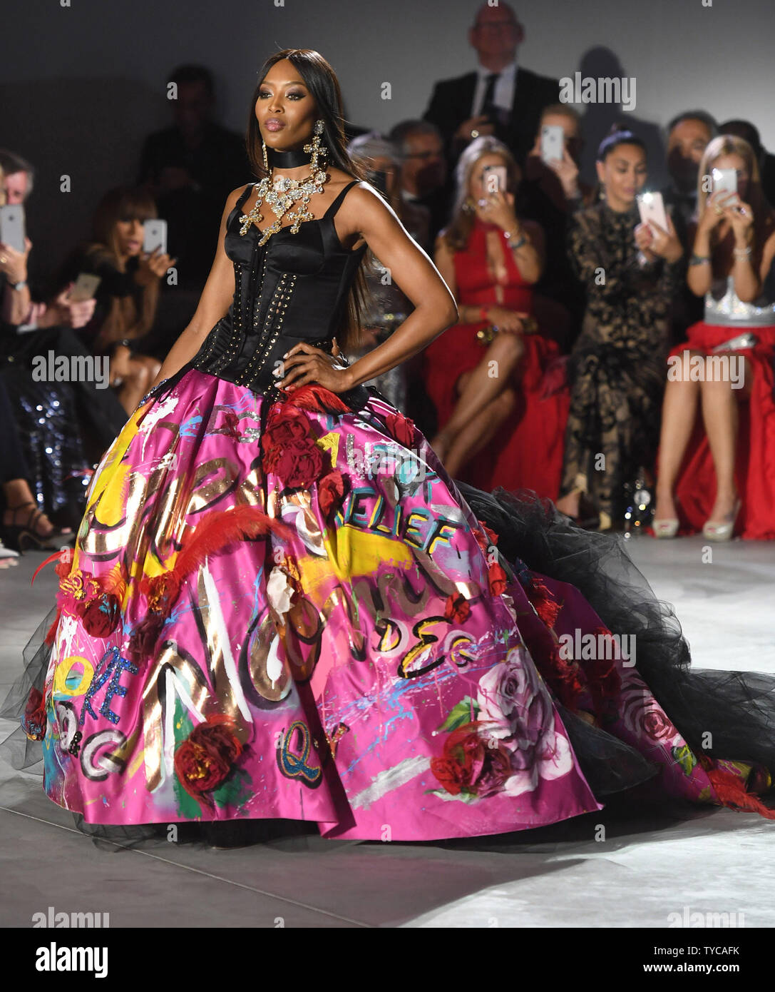 British model Naomi Campbell attends the Fashion For Relief catwalk ...