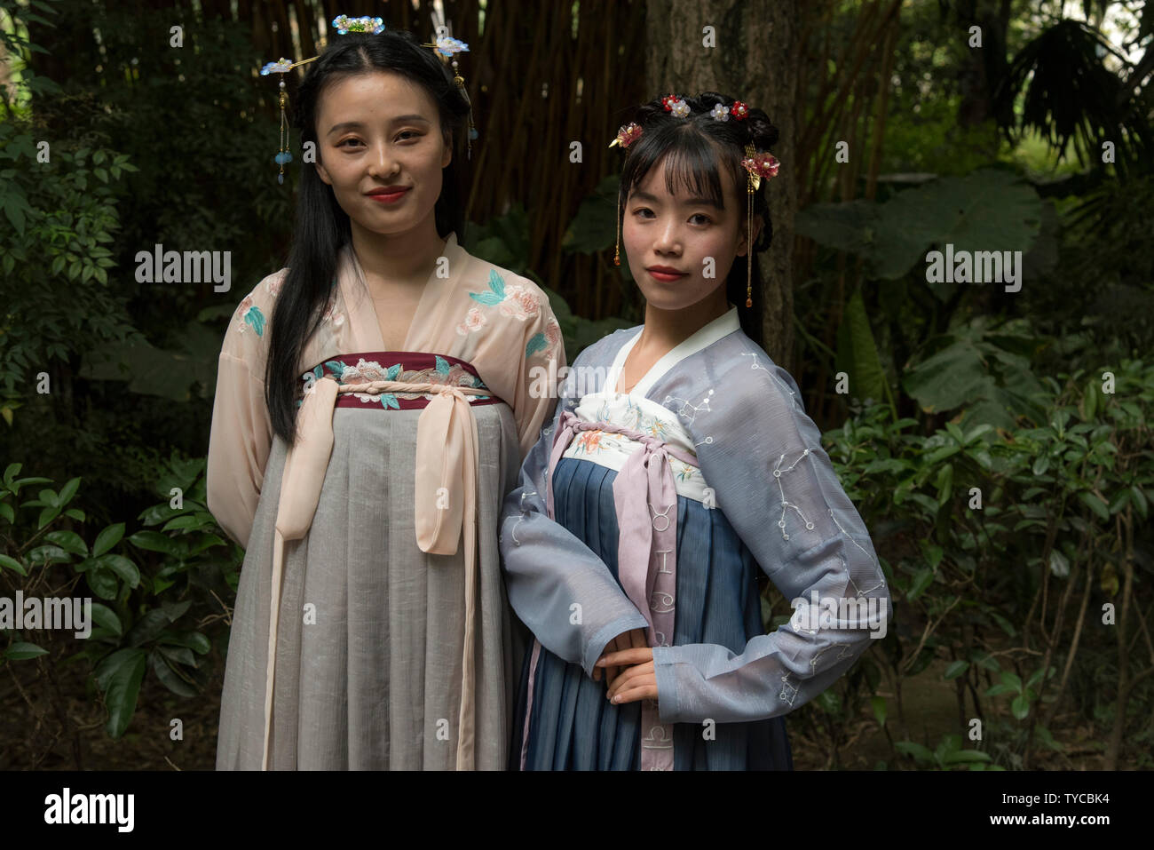 Chinese woman in traditional Chinese clothes. Photographed in Chengdu ...
