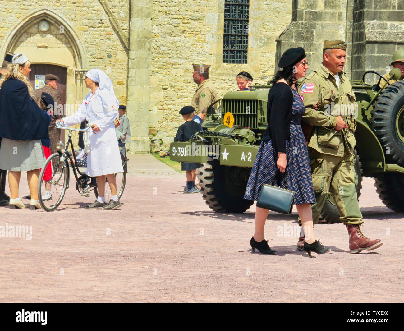 SAINTE MERE, NORMANDY, FRANCE - JUNE 06, 2019. D Day 75 birthday of ...