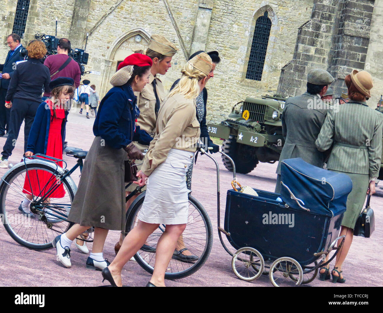 SAINTE MERE, NORMANDY, FRANCE - JUNE 06, 2019. D Day 75 birthday of ...