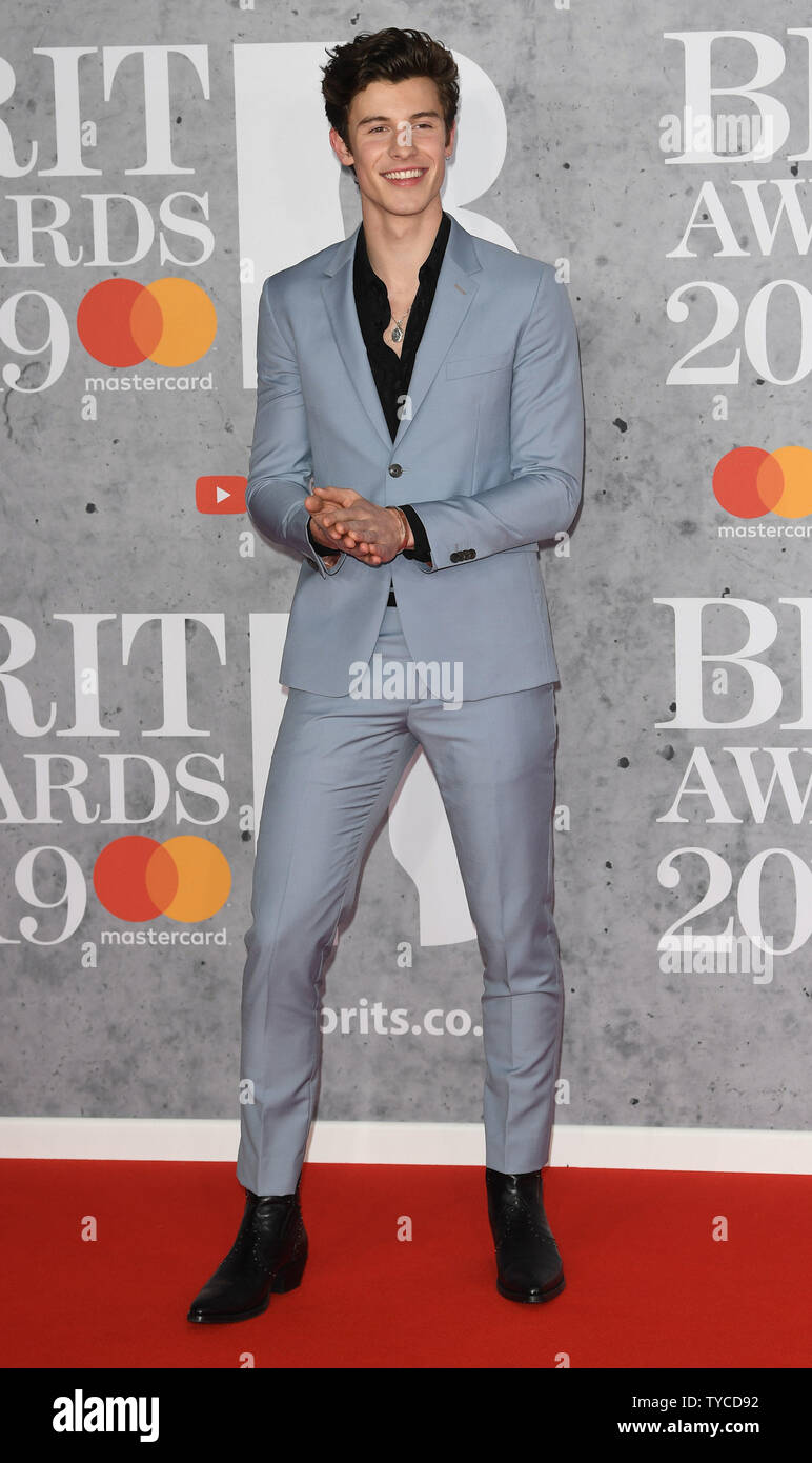 Canadian singer Shawn Mendes attends the Brit Awards at O2 Arena in ...