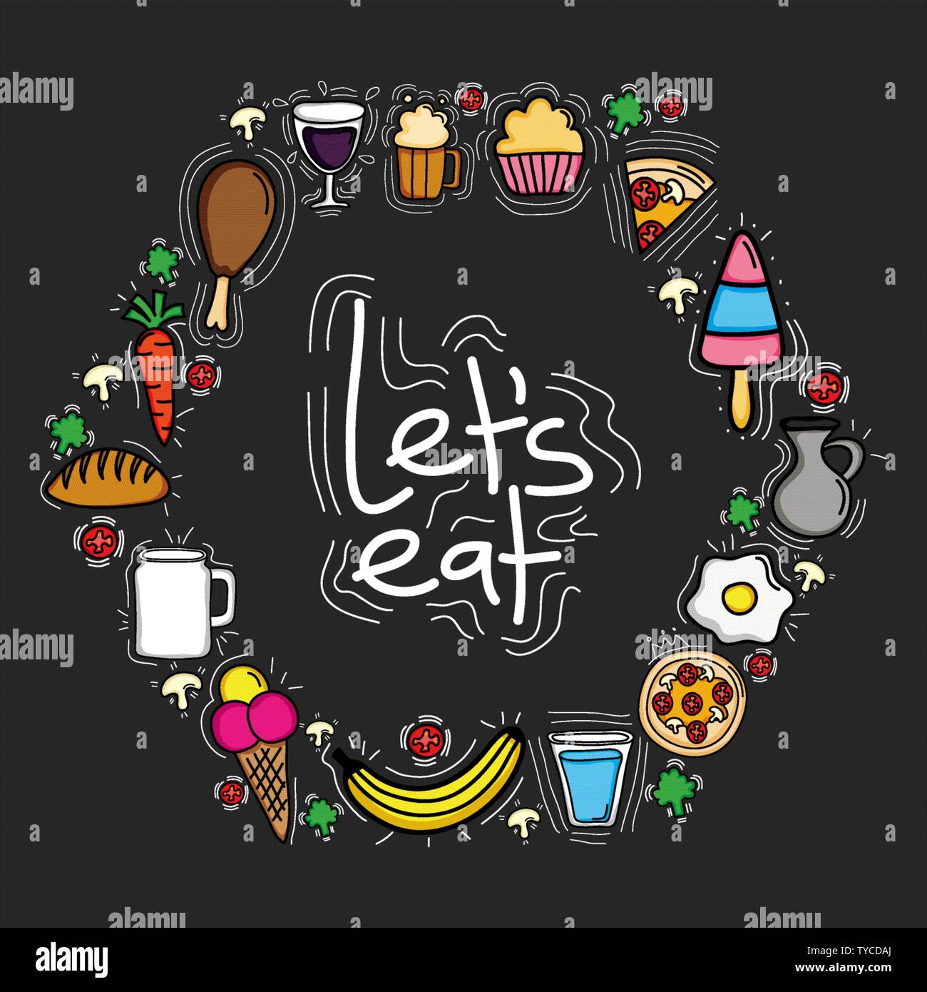 delicious food circular frame icons vector illustration design Stock ...