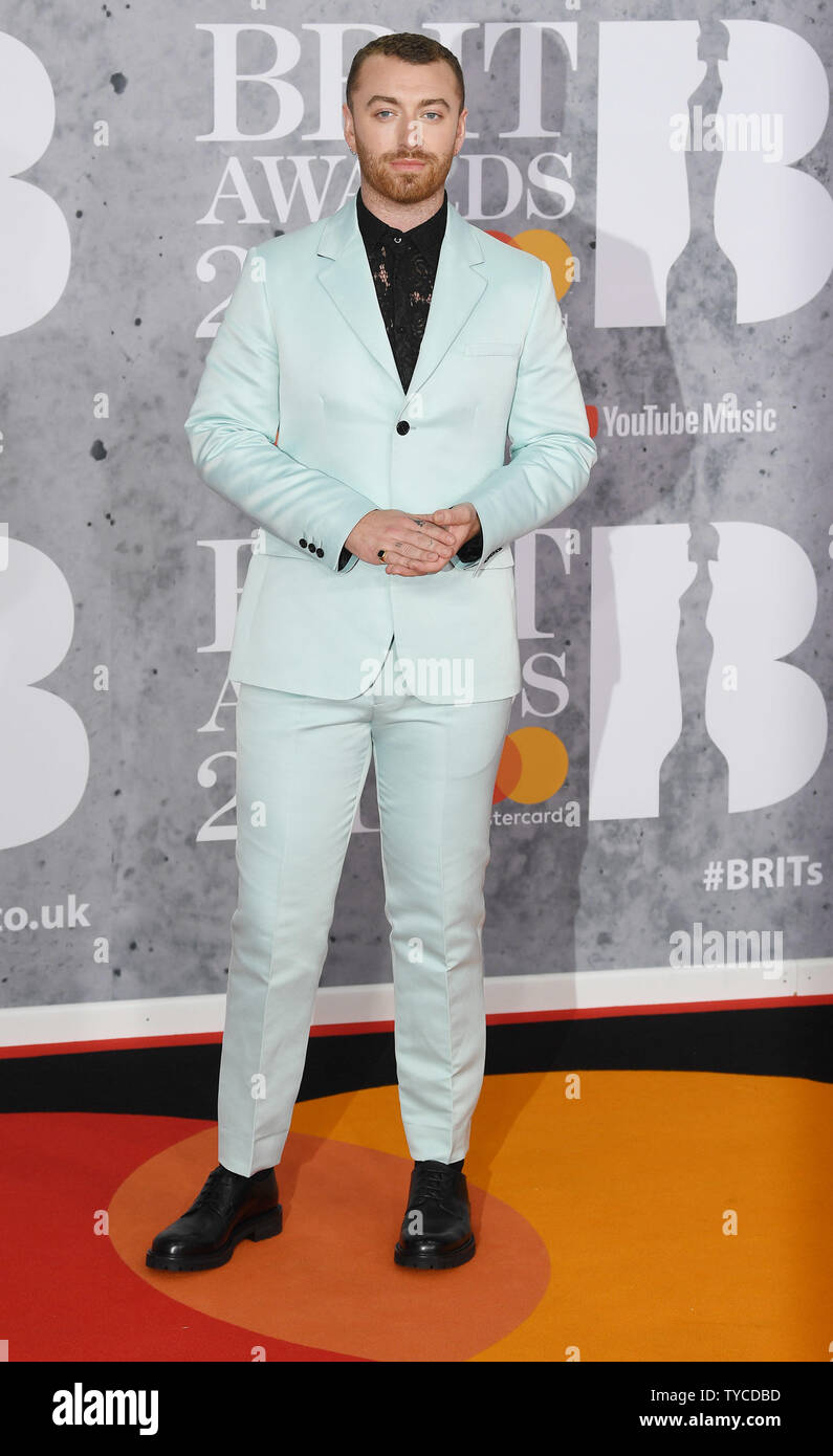 British singer Sam Smith attends the Brit Awards at O2 Arena in London ...