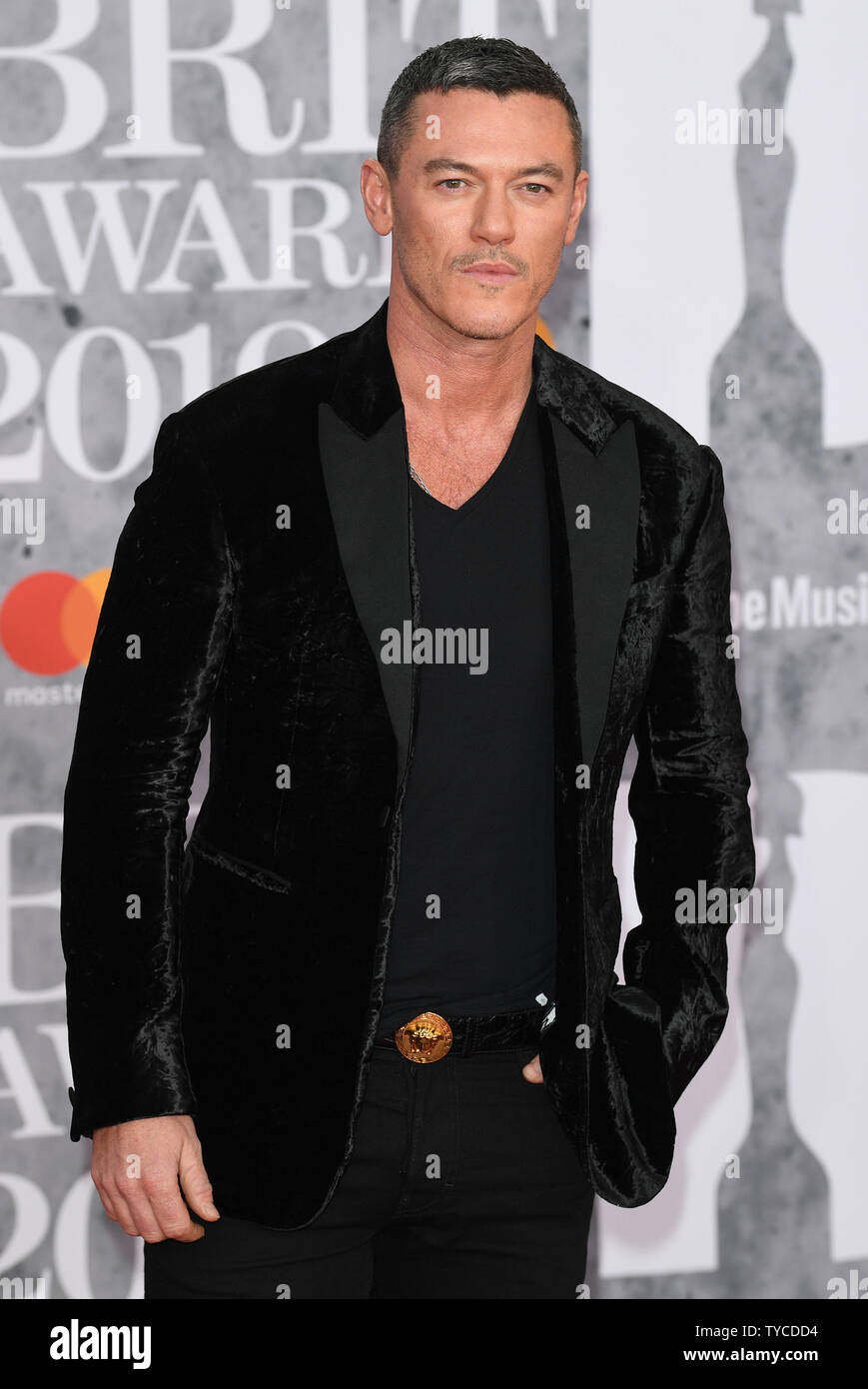 British actor Luke Evans attends the Brit Awards at O2 Arena in London ...