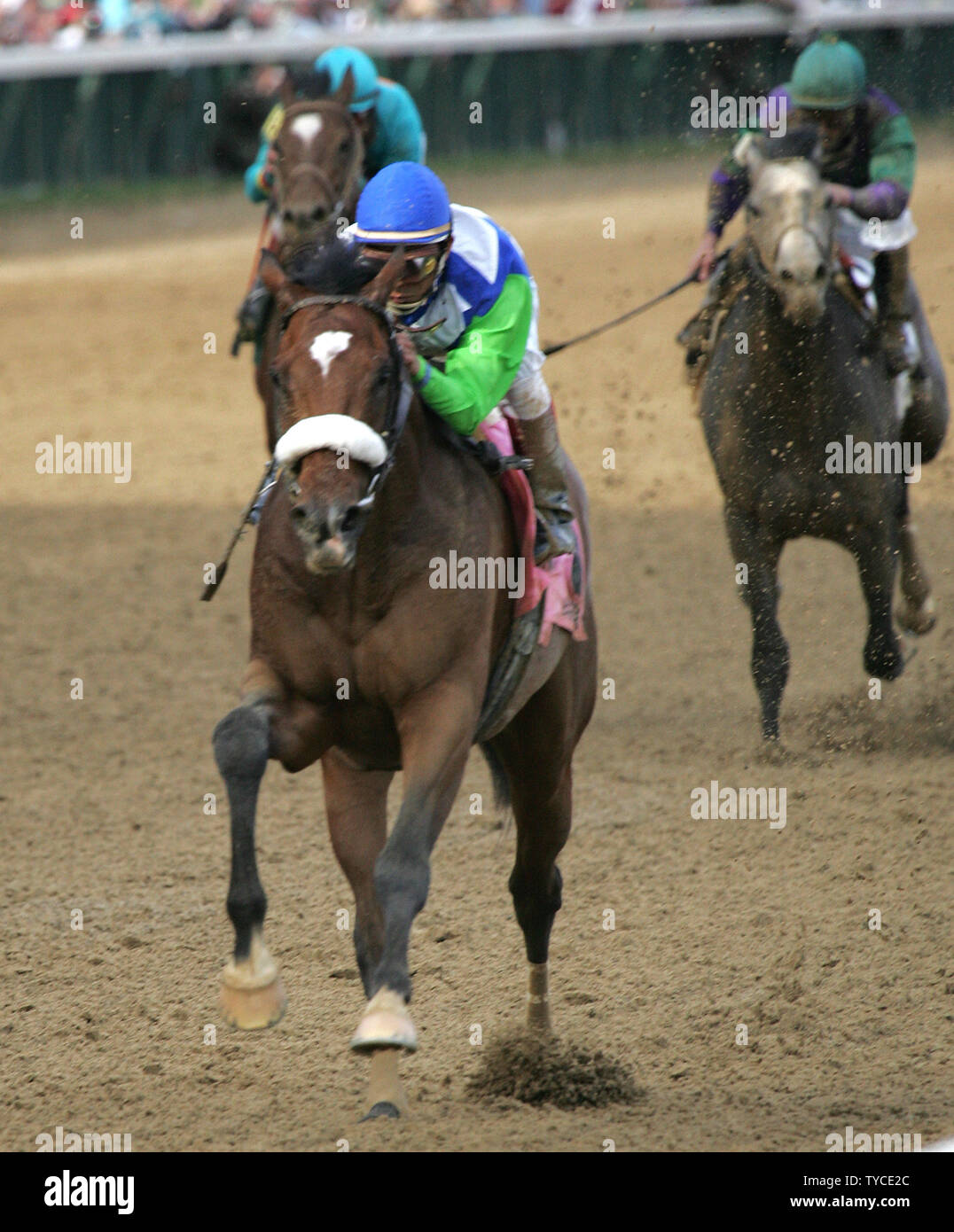 Barbaro, with Edgar Prado up, center, leads Brother Derek, left and ...