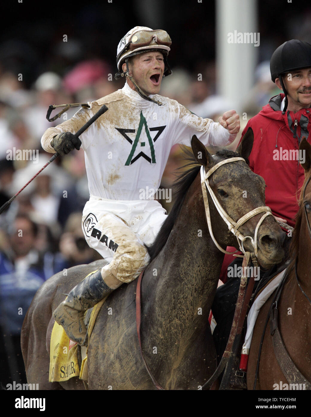 Jockey Calvin Borel riding Super Saver celebrates after winning the ...