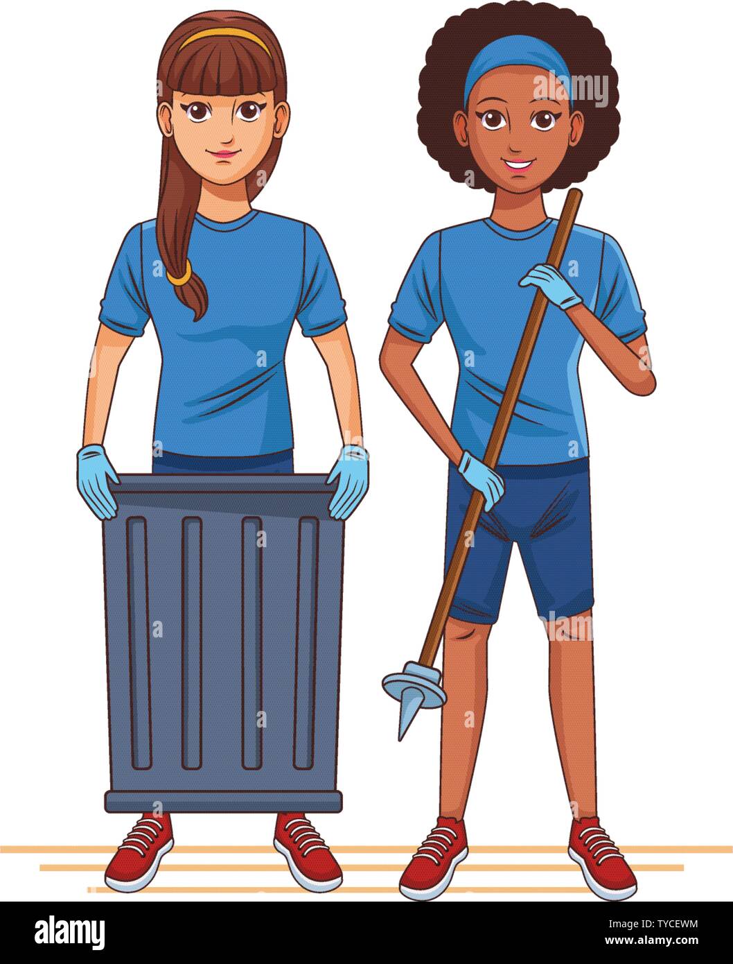 cleaning service person avatar cartoon character Stock Vector Image ...