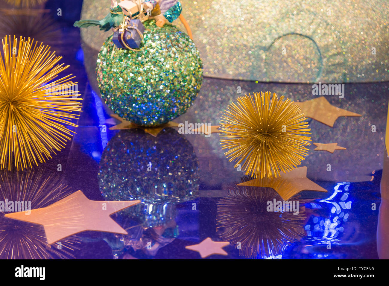 Christmas holiday blinking abstract background with decorated christmas ...