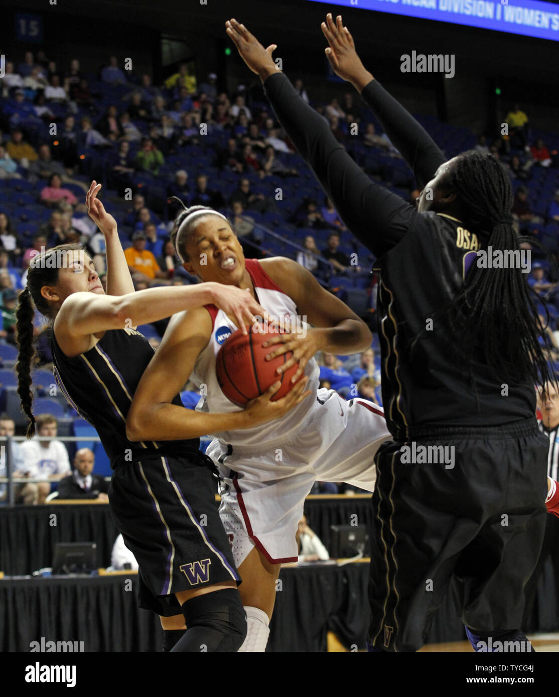 Stanford Cardinal's Kaylee Johnson (5) fights for the rebound with ...