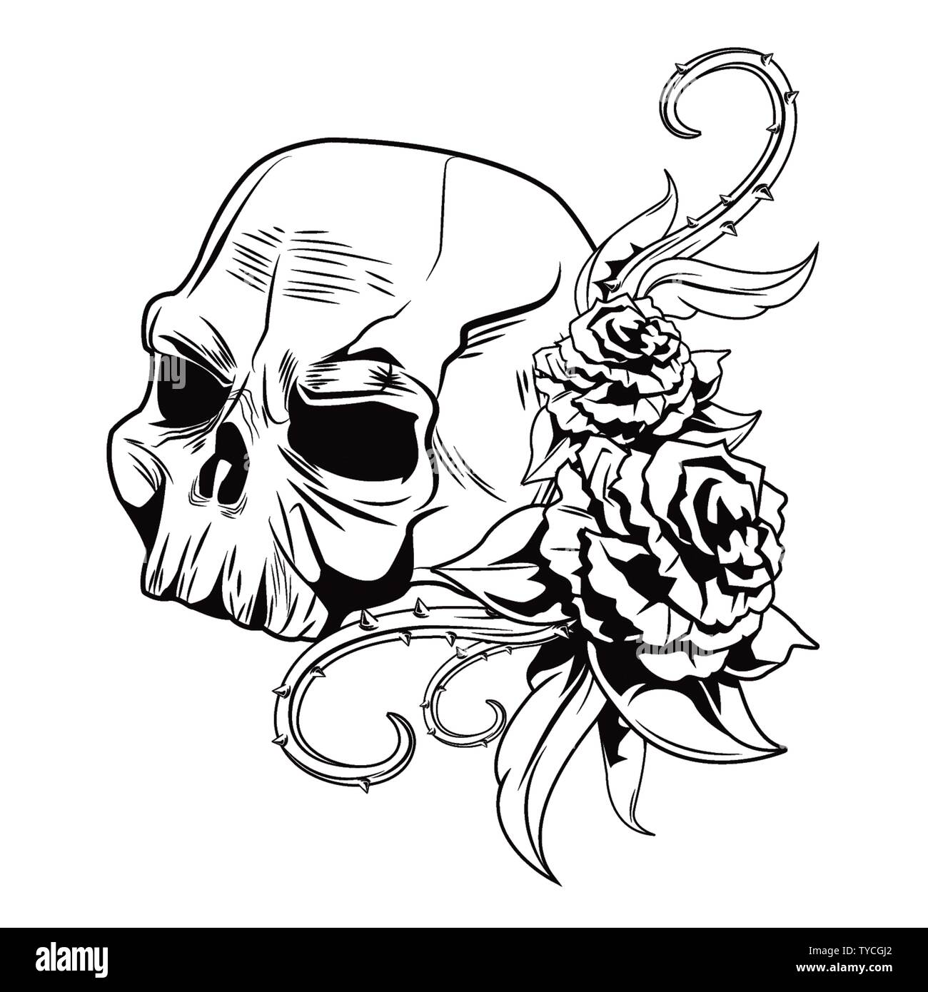 Tribal Roses And Skull